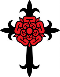 Cross with a red rose Royalty Free Vector Image