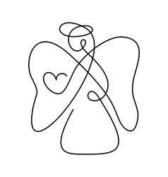 Simple angel with wings continuous line Royalty Free Vector