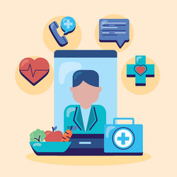 Six health app icons Royalty Free Vector Image