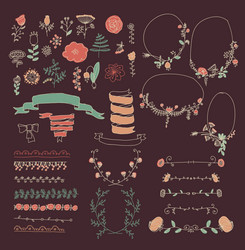 Big set of floral graphic design elements Vector Image