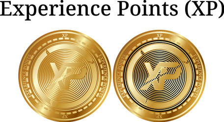 Set of physical golden coin experience points xp Vector Image
