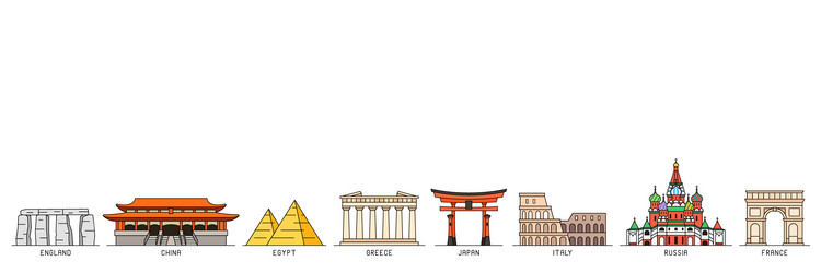 World monuments icons Royalty Free Vector Image