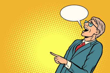 Man in mask point at screen Royalty Free Vector Image