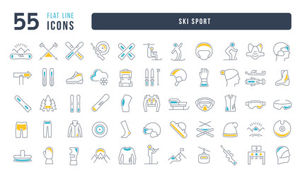 Set of linear icons ski sport Royalty Free Vector Image