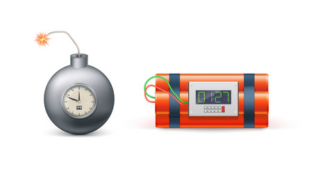 Realistic tnt dynamite sticks with burning fuse Vector Image