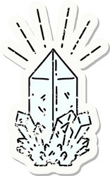 Grunge sticker tattoo style quartz crystal Vector Image
