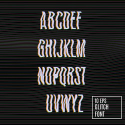 Glitch font with distortion effect Royalty Free Vector Image