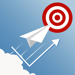 Paper plane over cloud flat design target red Vector Image
