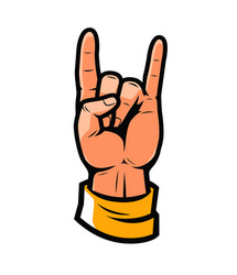 Rock and roll hand gesture cartoon Royalty Free Vector Image