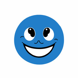 Blue emoji face emoticon icon on white background Vector Image
