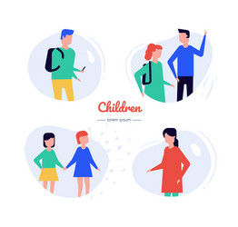 Children - flat design style characters set Vector Image