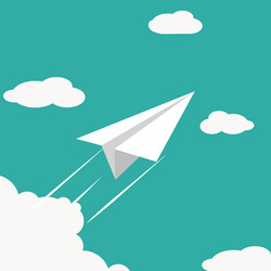 Paper plane over cloud flat design target red Vector Image