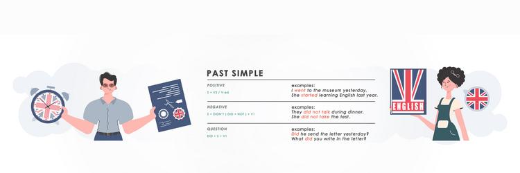 Past simple rule for the study of tenses Vector Image