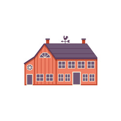 Cute farmhouse red house in cartoon style Vector Image