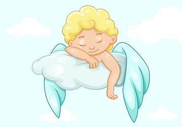Little boy sleeping on top a cloud Royalty Free Vector Image