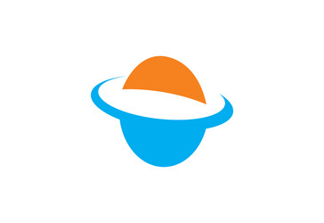 Planet logo orbit and satellite logo Royalty Free Vector