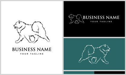 Line art samoyed logo template Royalty Free Vector Image