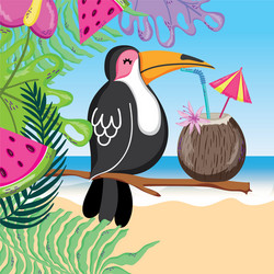 Tropical beach scenery theme cartoon Royalty Free Vector