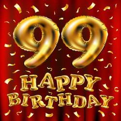 Happy birthday 99th celebration gold balloons Vector Image