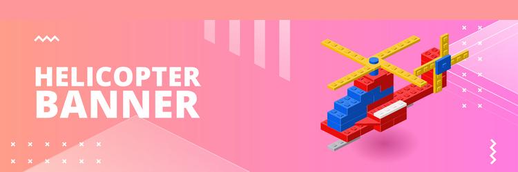 Vertical poster with a helicopter assembled from Vector Image