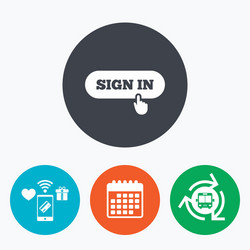 Sign in with cursor pointer icon login symbol Vector Image