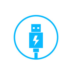 Usb charging plug icon on white Royalty Free Vector Image