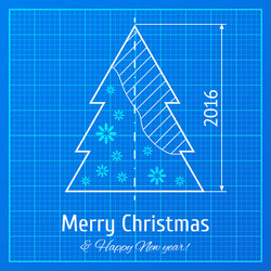 Christmas tree as technical blueprint drawing Vector Image