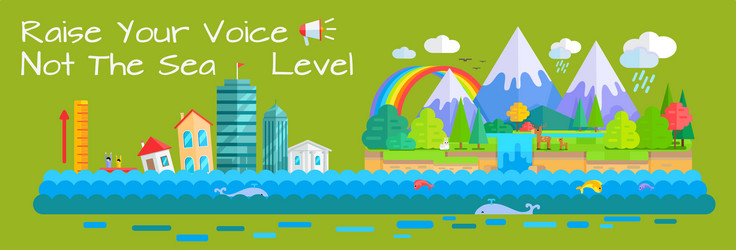 Global warming sea level rise increase Royalty Free Vector