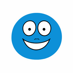 Blue emoji face emoticon icon on white background Vector Image