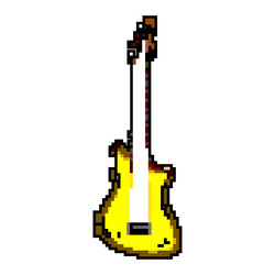 Bass guitar music game pixel art Royalty Free Vector Image