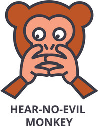 Speak no evil emoji black concept icon Royalty Free Vector