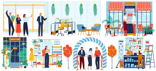 People open business cartoon Royalty Free Vector Image