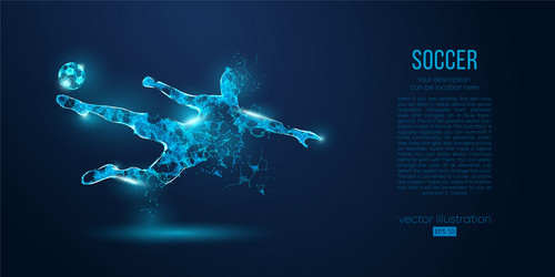 Abstract soccer player footballer blue background Vector Image