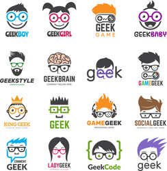 Brain head geek logo Royalty Free Vector Image
