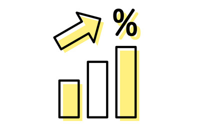Icons showing interest rates and yield increases Vector Image