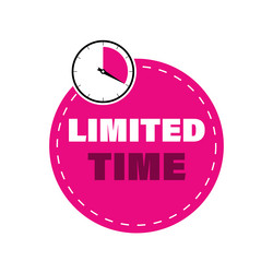 Limited time label with clock Royalty Free Vector Image