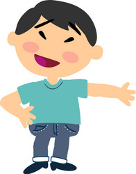 Cartoon character of a serious asian boy Vector Image