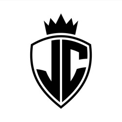 Jc letter logo monogram hexagon shape with crown Vector Image