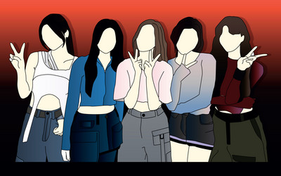 Kpop idol on stage line art Royalty Free Vector Image