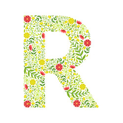 Capital letter a green floral alphabet element Vector Image