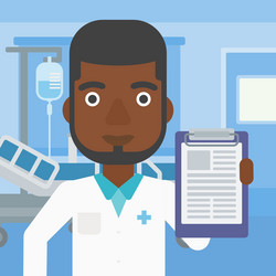 Doctor with clipboard and mri machine Royalty Free Vector