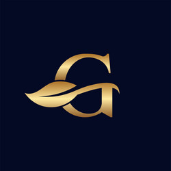 Gold logo j with leaf Royalty Free Vector Image