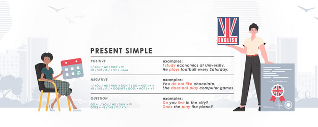 Present simole the rule for studying tenses Vector Image