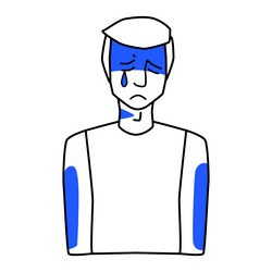 Abstract line art of sad man face Royalty Free Vector Image