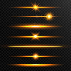 Gold glowing lines with stars set shining line Vector Image