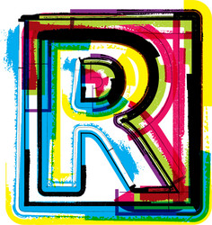 Grunge colorful font letter r Royalty Free Vector Image