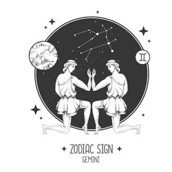 Magic card with astrology gemini zodiac sign Vector Image