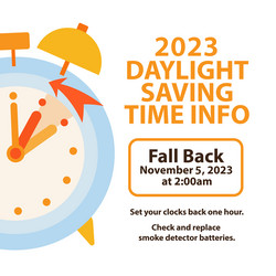 Daylight saving time ends 5 november 2023 banner Vector Image