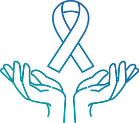 Hands human protection with ribbon Royalty Free Vector Image