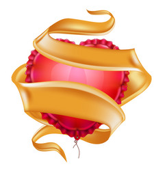 Realistic heart elegant silk satin ribbon Vector Image